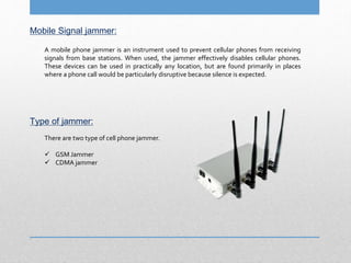 Mobile Signal jammer | PPTX