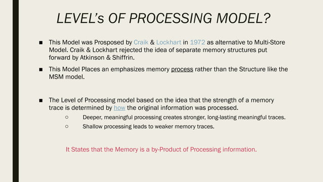 Levels of Processing Modeling in Psychology.pptx