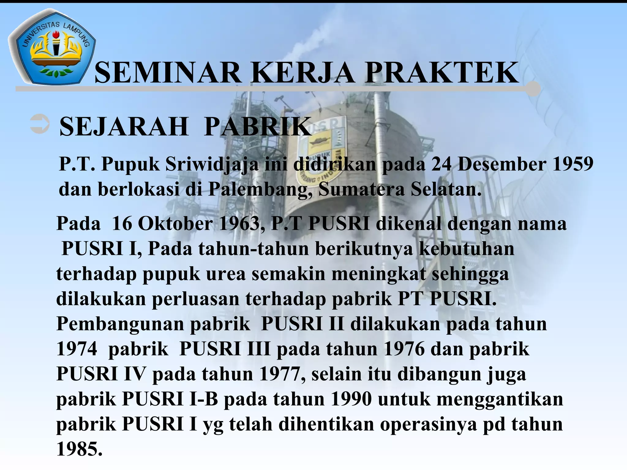 Presentation pusri iv yendra | PPT