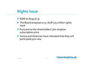 Technopolis Presentation Q2 2016 | PDF