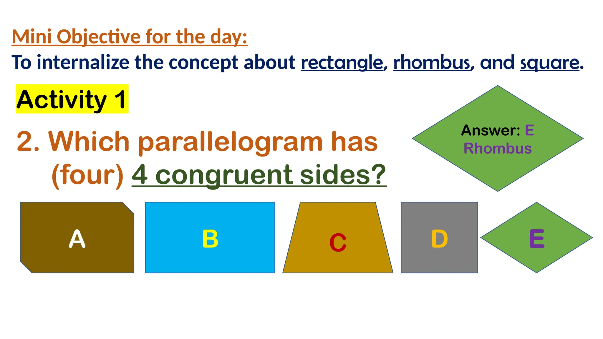 A Slideshow Presentation about Special Parallelograms | PPTX | Physics ...