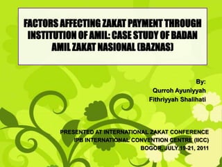Presentation at International Zakat Conference 2011 | PPT