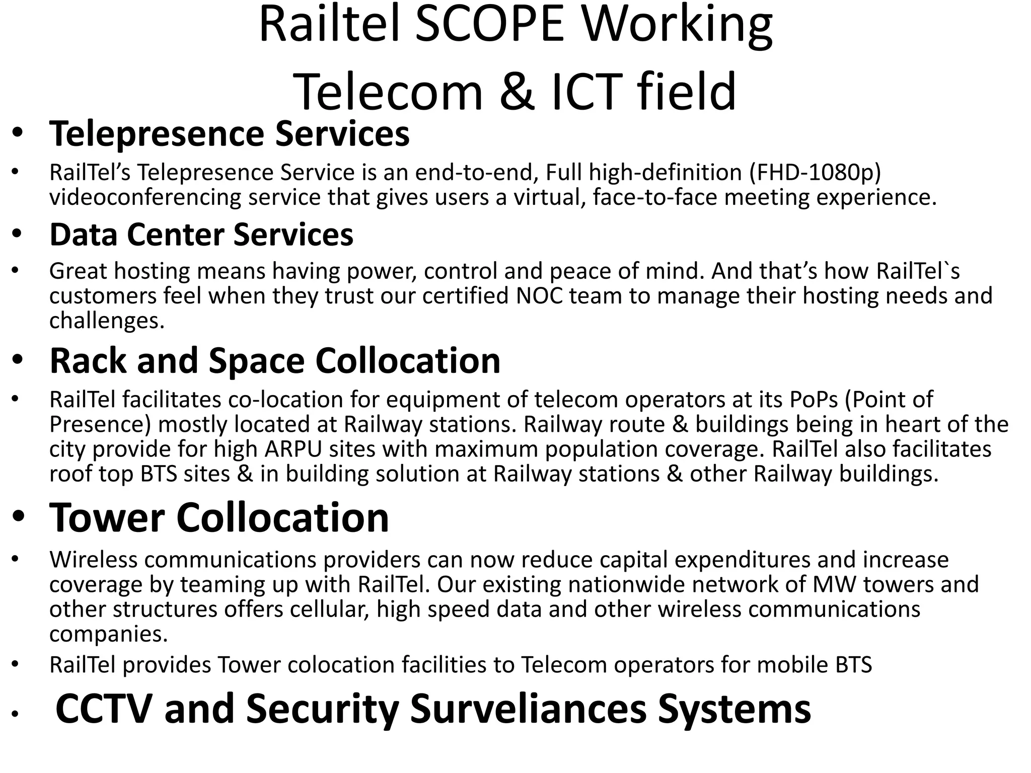 Presentation railtel (railway communication infra company) by jmv lps | PDF
