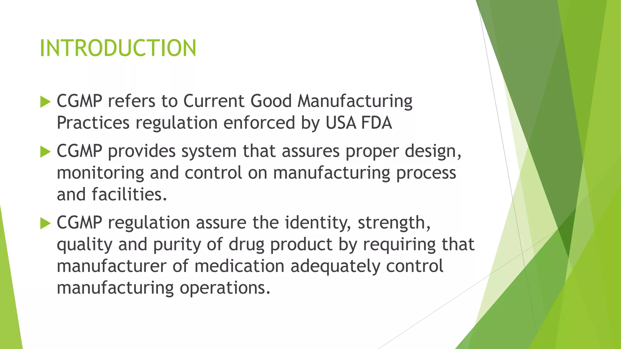 Current Good Manufacturing Practice | PPTX