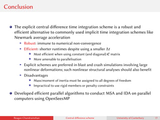 Robust and efficient nonlinear structural analysis using the central difference time integration ...