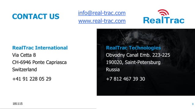 RealTrac Underground Mining the Scalable Safety and Monitoring System ...