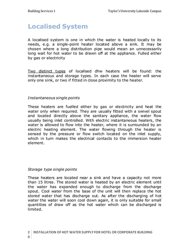 Hot Water Supply Report BS1 | DOCX