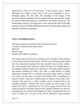 Presentation report nuclear battery | PDF