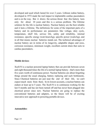 Presentation report nuclear battery | PDF