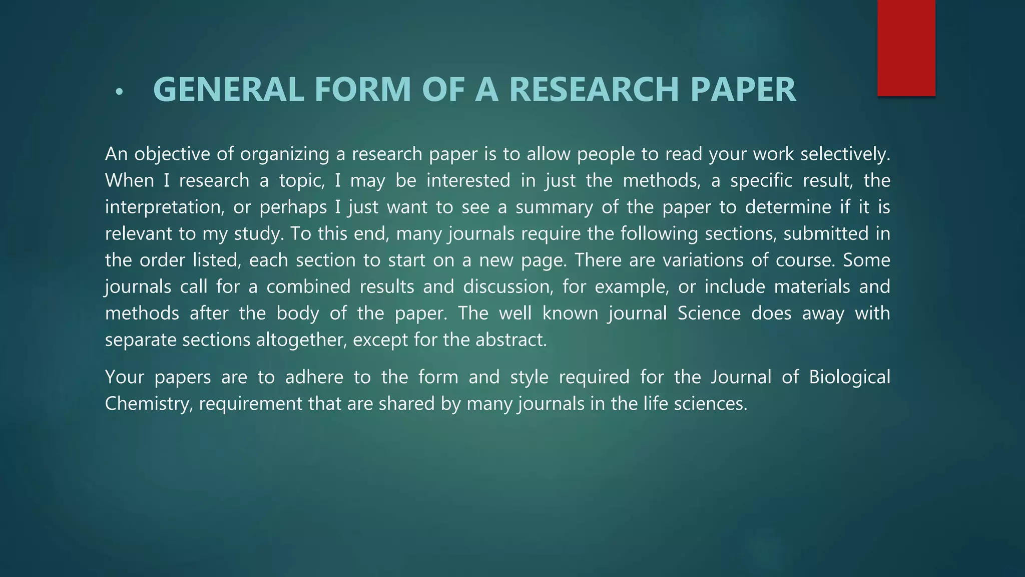 General form of a research paper presentation | PPTX