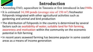 Aquaculture production in Tanzania | PPTX