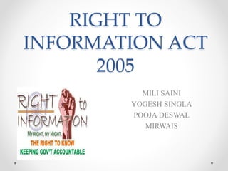 RIGHT TO INFORMATION ACT 2005 | PPT