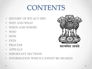 RIGHT TO INFORMATION ACT 2005 | PPT