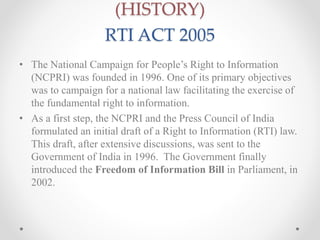 RIGHT TO INFORMATION ACT 2005 | PPT