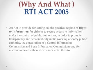 RIGHT TO INFORMATION ACT 2005 | PPT