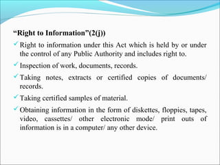 Presentation RTI ACT 2005 PART -I | PPT