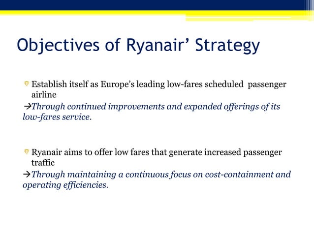 Ryanair Strategic Management & Marketing Strategy | PPTX | Air Travel ...