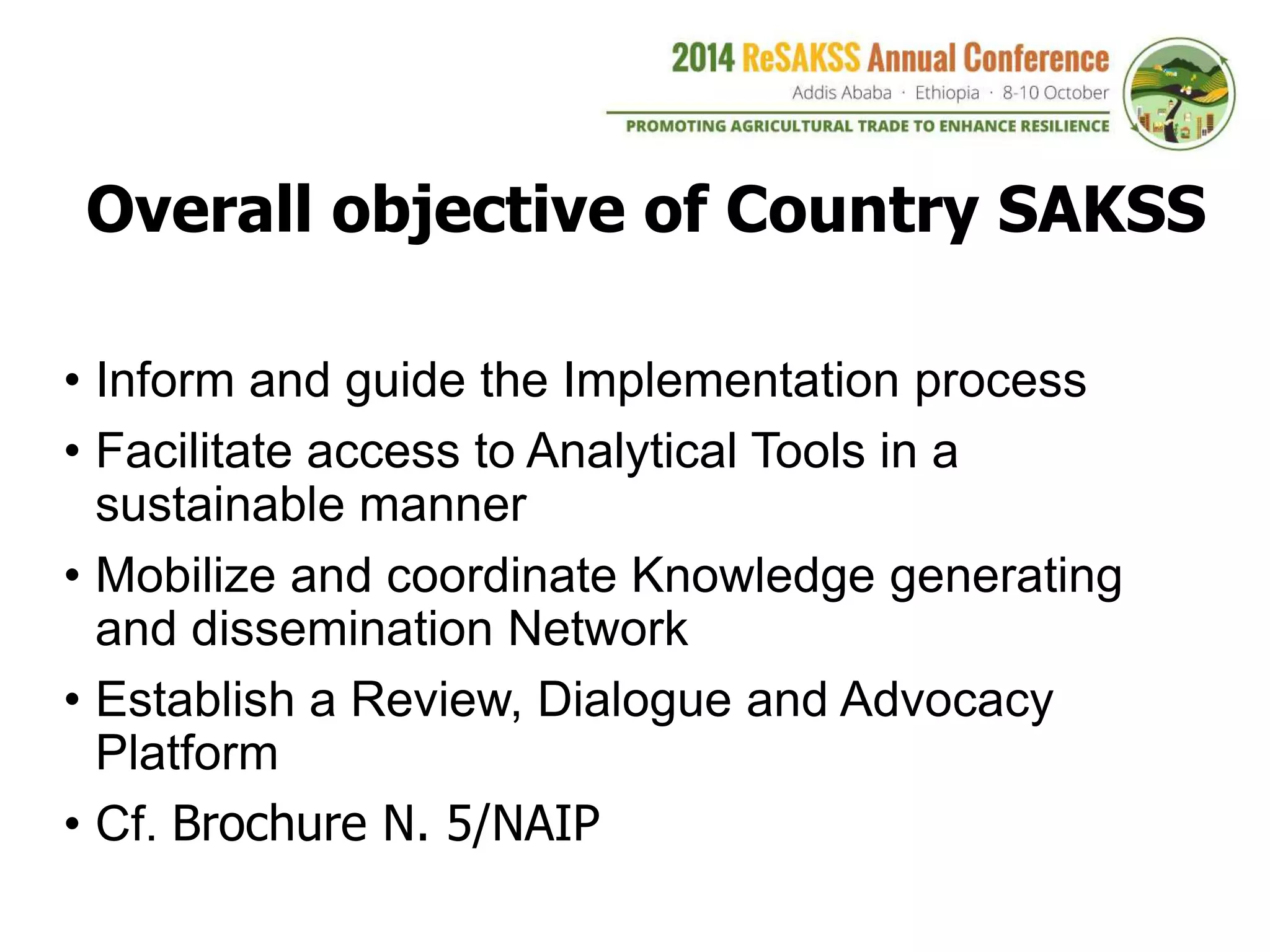 The Establishment of Country SAKSS Platforms in West Africa | PPTX