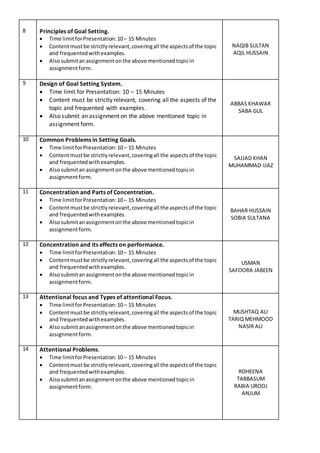 Presentations and assignment | DOCX
