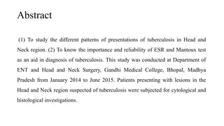 Presentations and Challenges in Tuberculosis of Head and.pptx