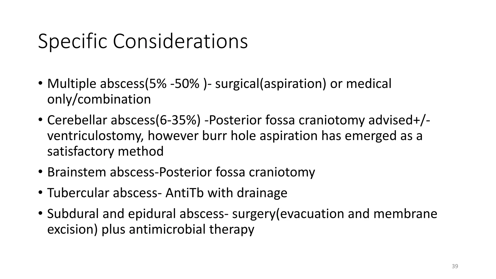 Presentations and management of intracranial abscess | PDF