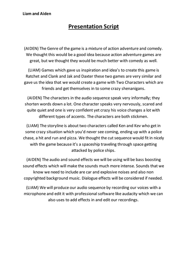 Presentation script | PDF