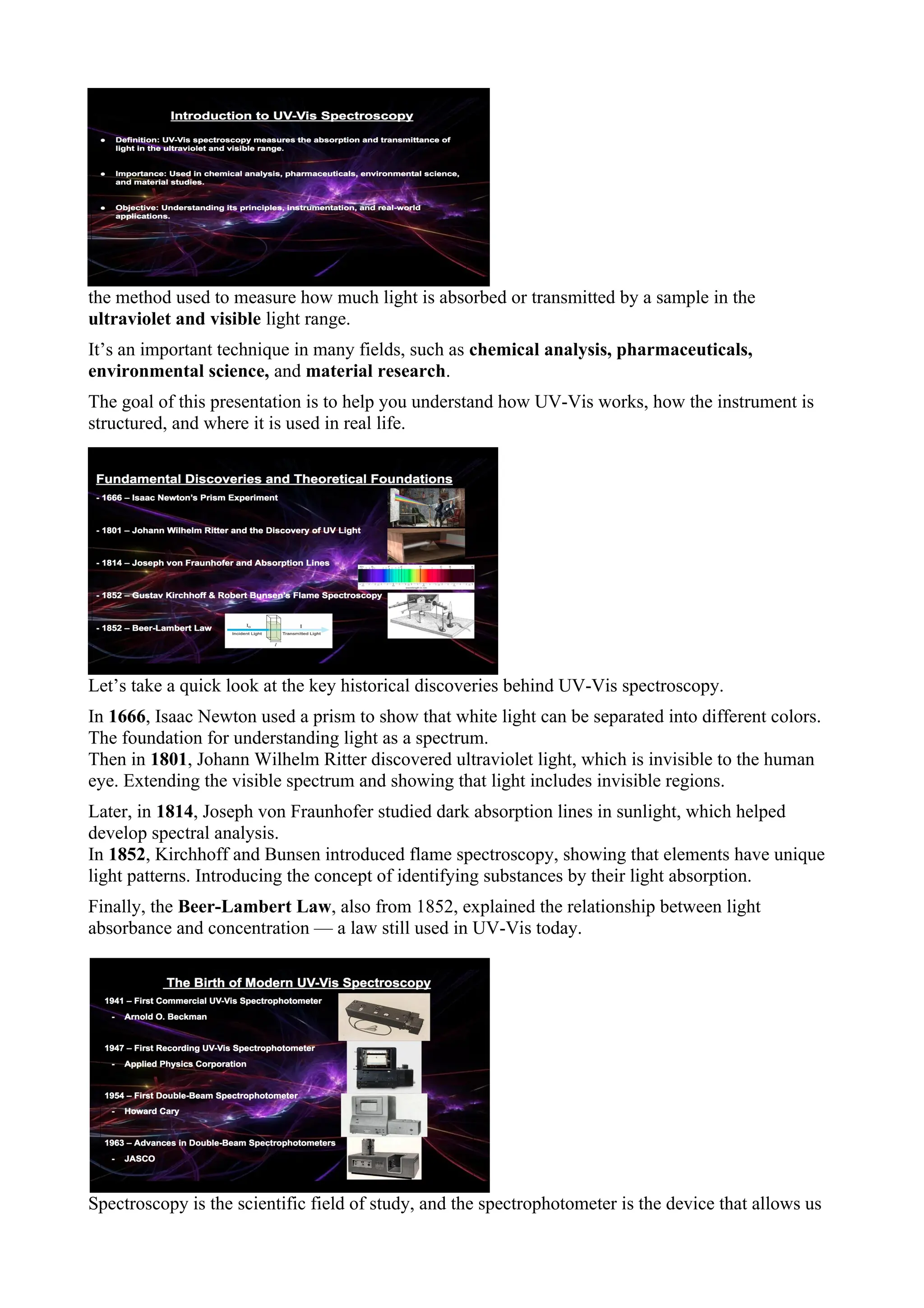 UV-Visible spectroscopy Presentation script | PDF
