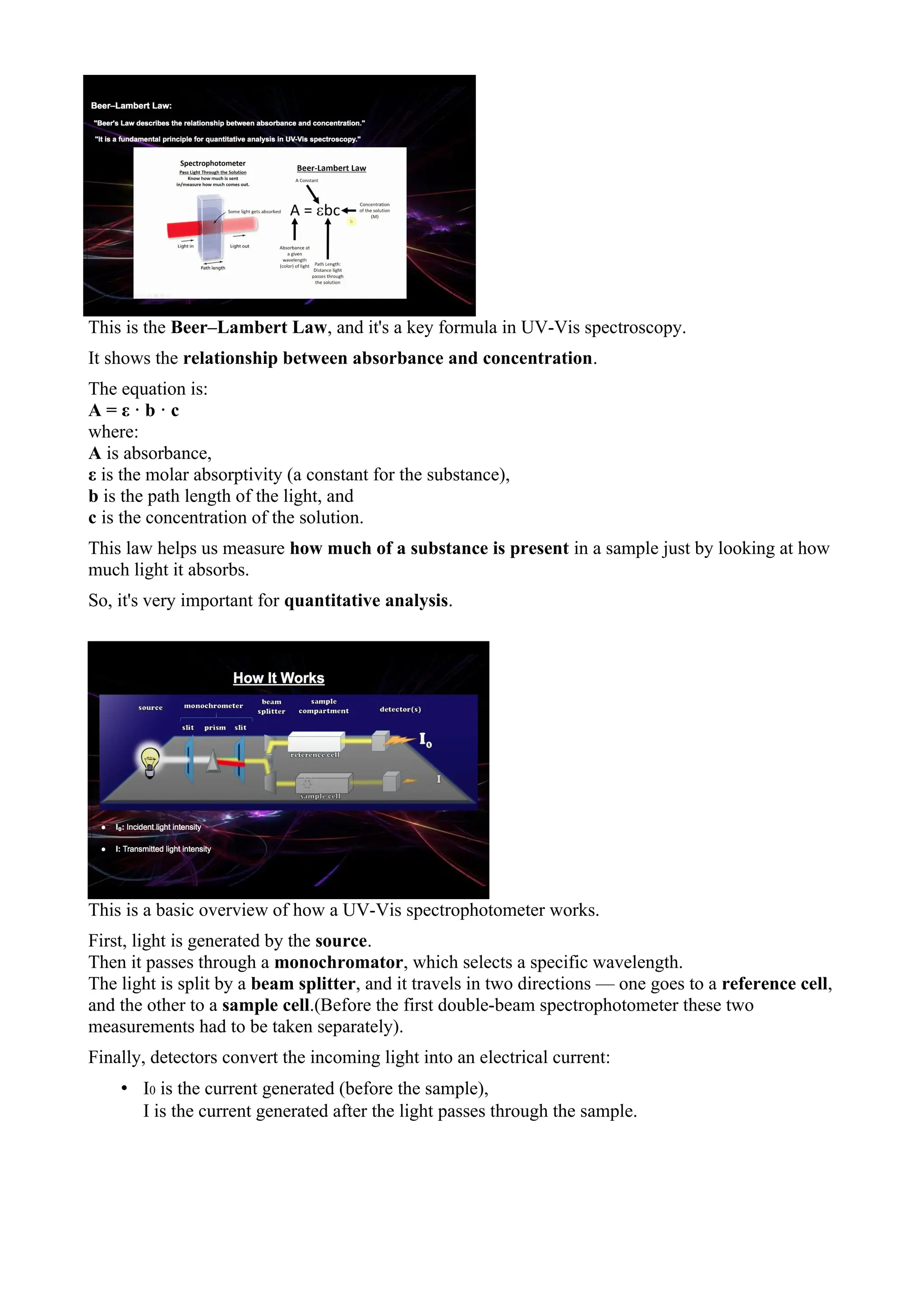 UV-Visible spectroscopy Presentation script | PDF