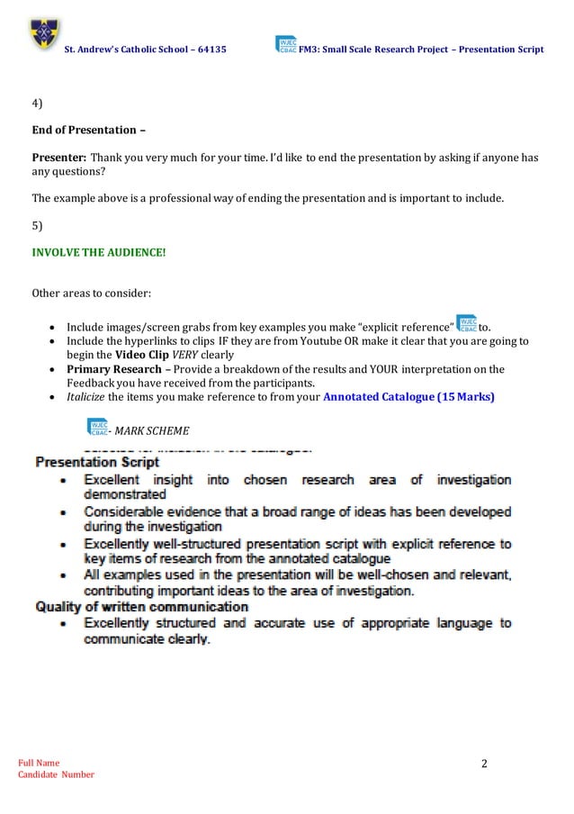 Presentation script template | DOCX