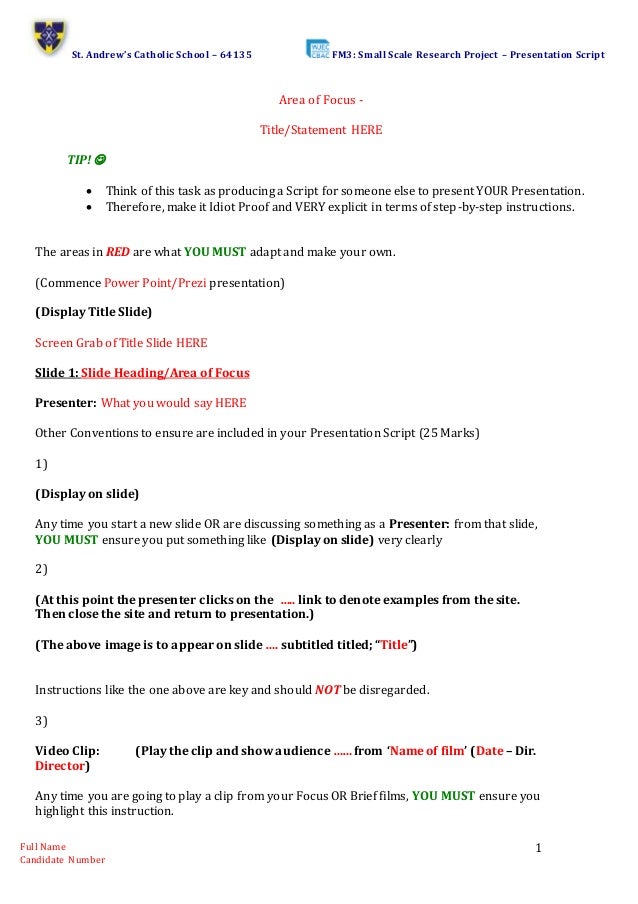 Presentation Script Template Presentation Script Template