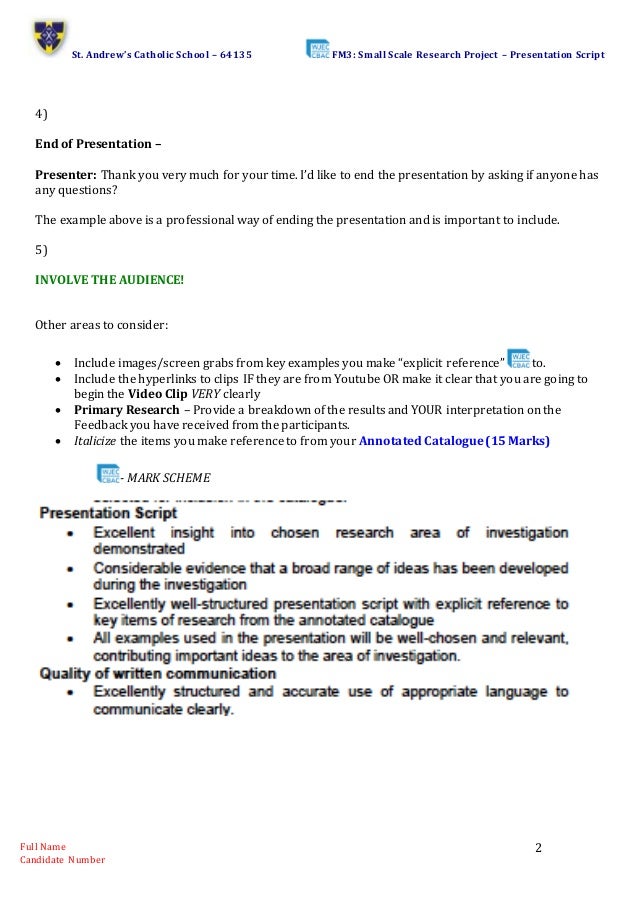 Presentation Script Template Presentation Script Template