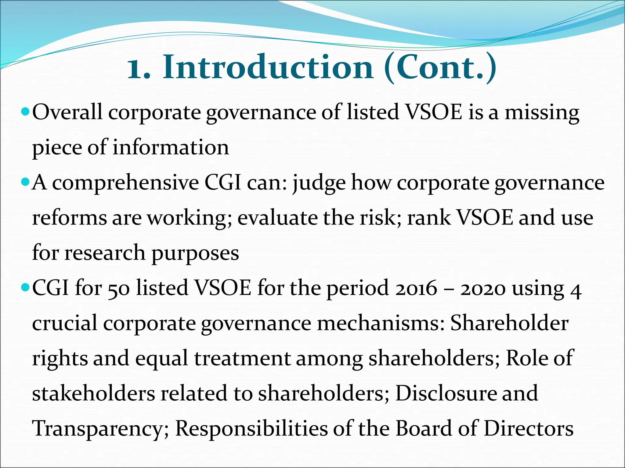 ASSESSMENT OF CORPORATE GOVERNANCE IN VIETNAM STATE-OWNED ENTERPRISES | PPT