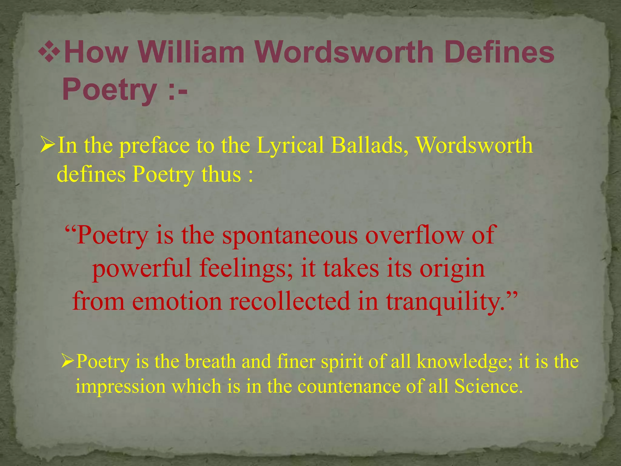 Wordsworth and Coleridge : Their Poetic creed | PPTX