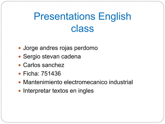 Presentations english class | PPT