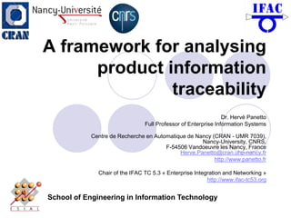 Hervé Panetto. A framework for analysing product information ...