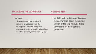 Introduction to programming in MATLAB | PPTX | Programming Languages ...