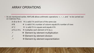 Introduction to programming in MATLAB | PPTX
