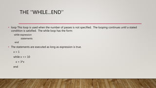 Introduction to programming in MATLAB | PPTX | Programming Languages | Computing