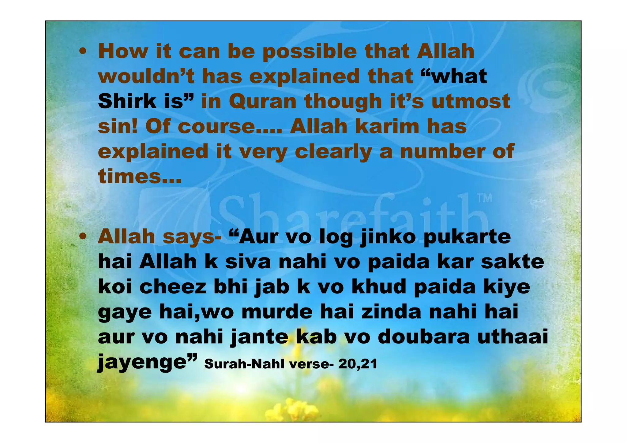 Presentation Shirk | PDF