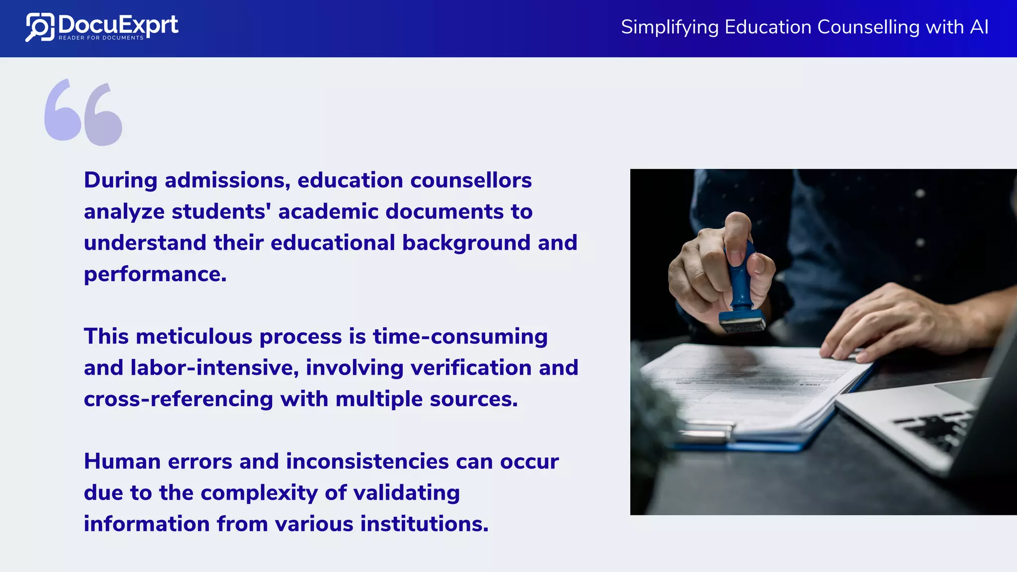 Simplifying Education Counselling With AI-Document Verification | PPT
