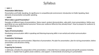 Presentation Skills and tips for presentation | PPTX
