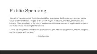 Presentation skills, Public speaking and body language | PPTX