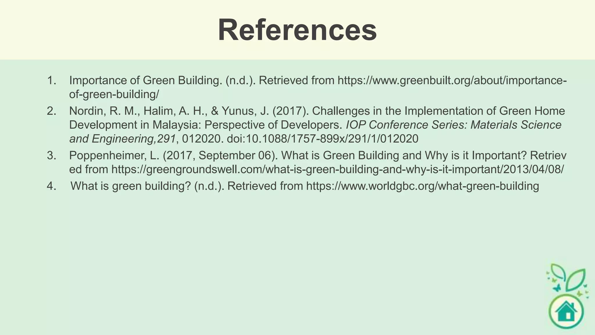 Sustainable Development of Green Building on Design Efficiency | PPT