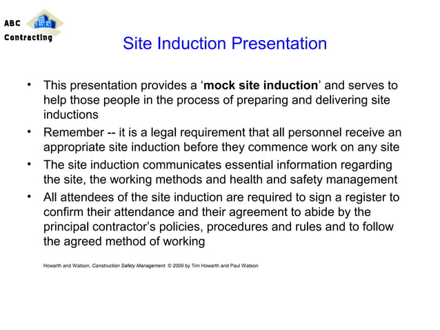 EHS induction Presentation slides | PPT | Civil Engineering Industry | Industries