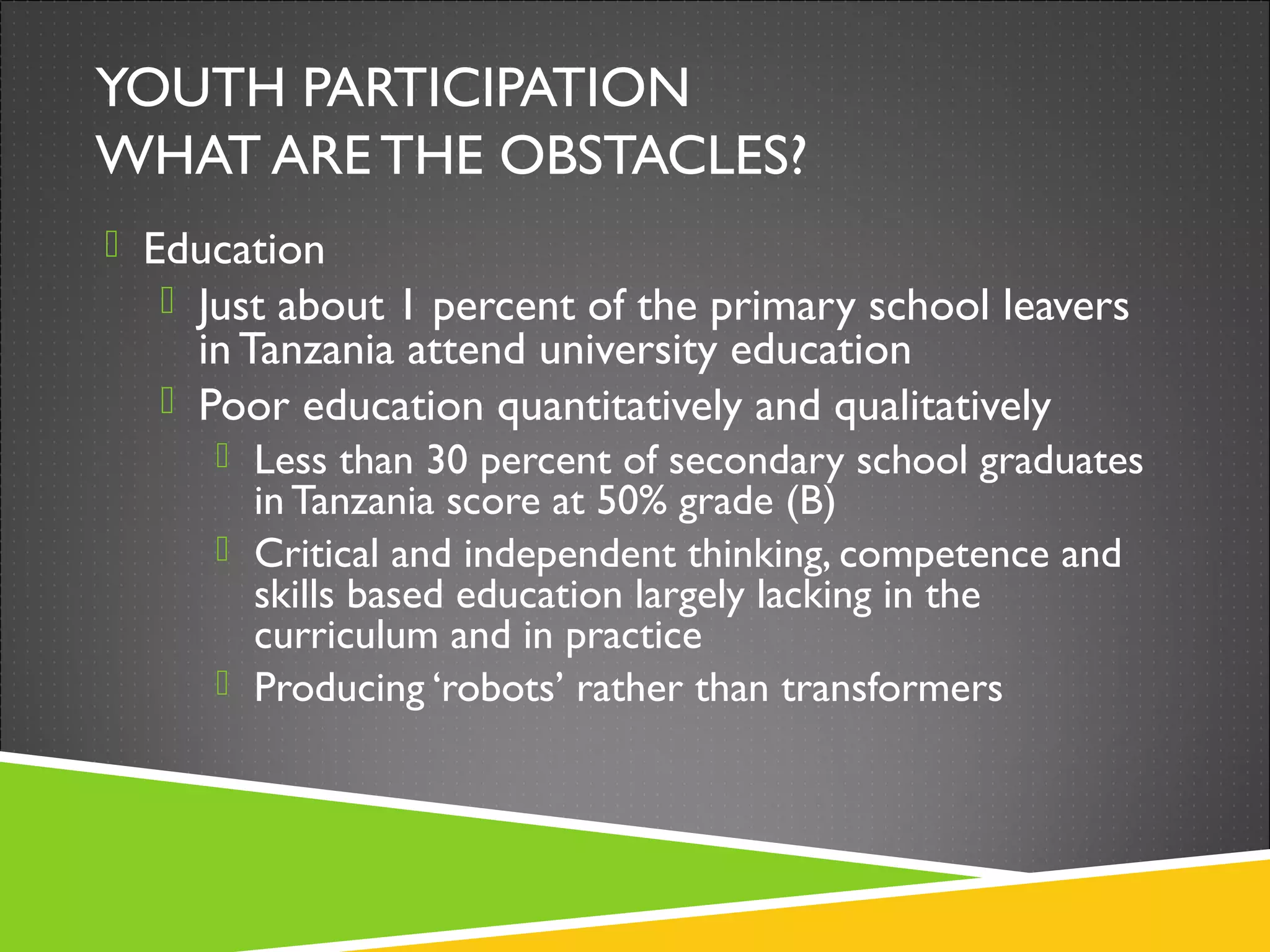 Presentation slides at addis ababa conference | PPT