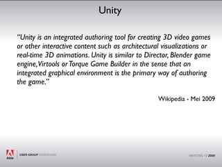 Serious multiplayer 3D games using Unity, Flash and Red5 | PPT