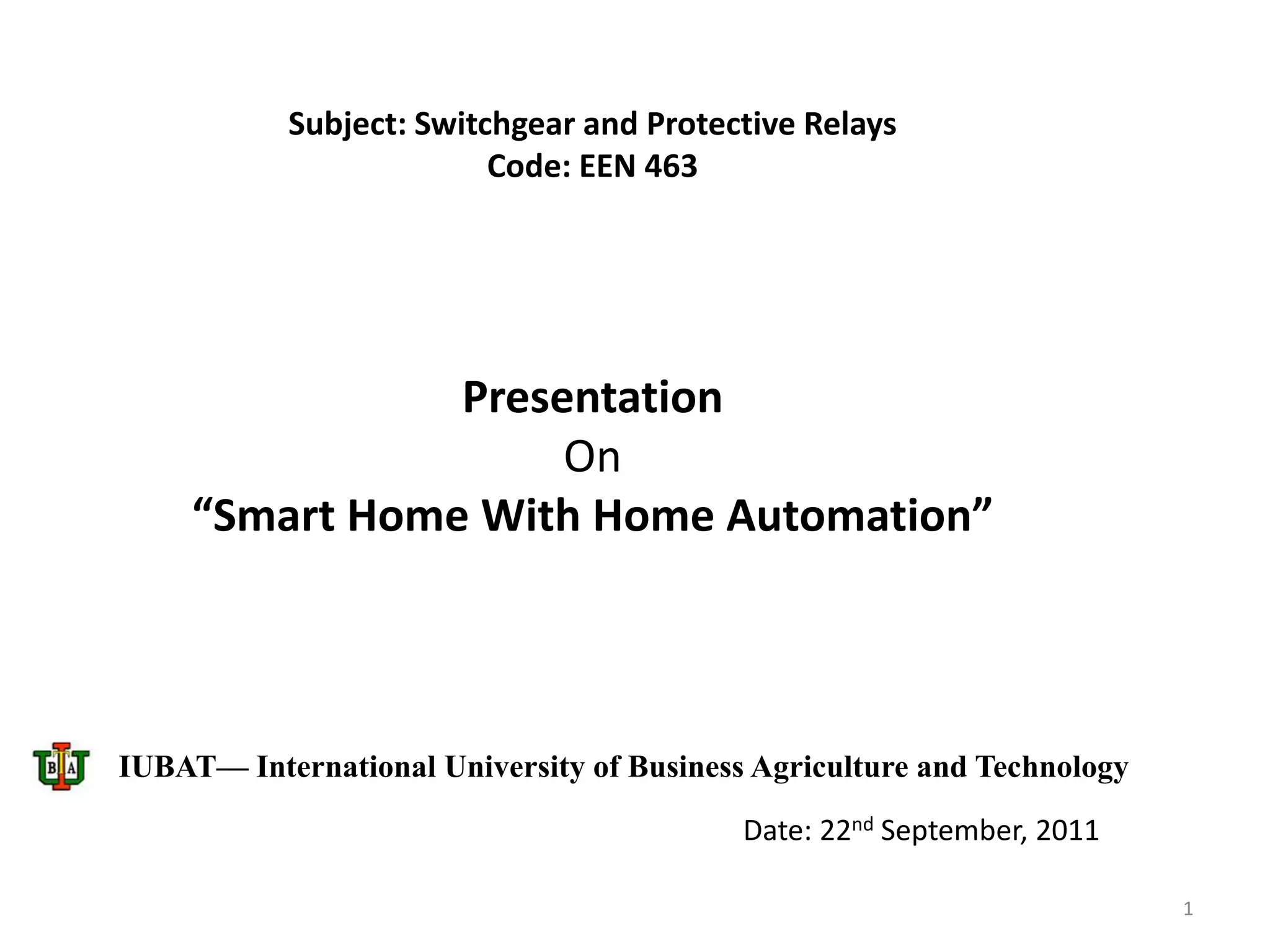 Presentation Smart Home With Home Automation | PPTX