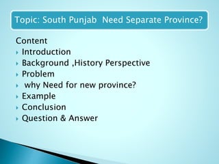 Presentation south punjab | PPTX | Civic affairs | Politics