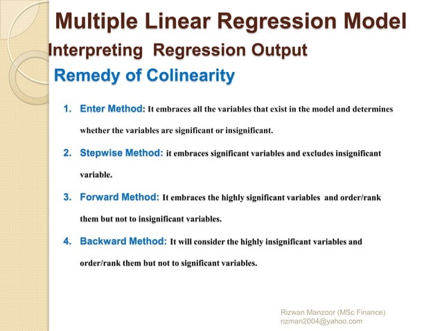 Multiple Linear Regression | PPT