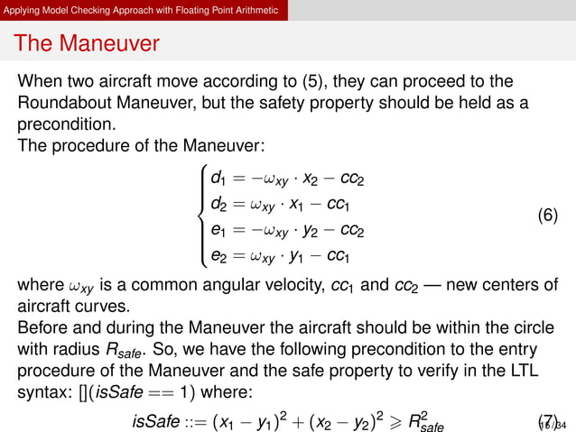 Applying Model Checking Approach With Floating Point Arithmetic For Verification Of Air